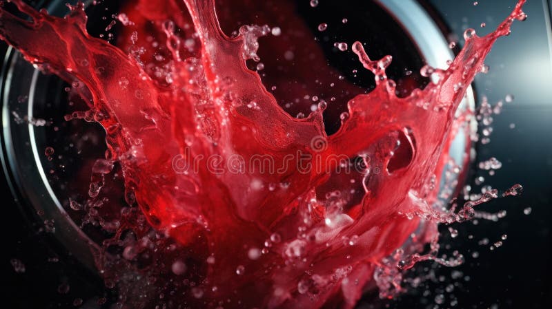 A Close Up of a Red Liquid Splashing Out from Inside the Washing ...
