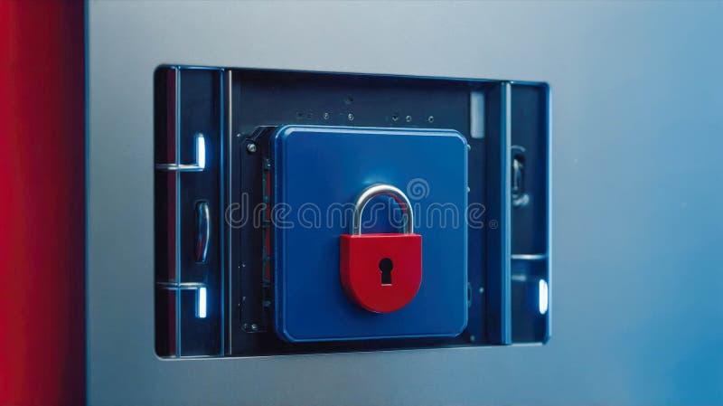 A Close-up of a Red Lock Against a Blue and Red Background, Symbolizing ...
