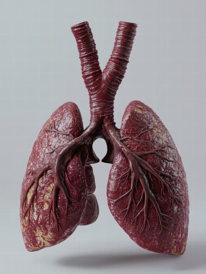 A Close Up of a Red Lung with a White Background Stock Illustration ...
