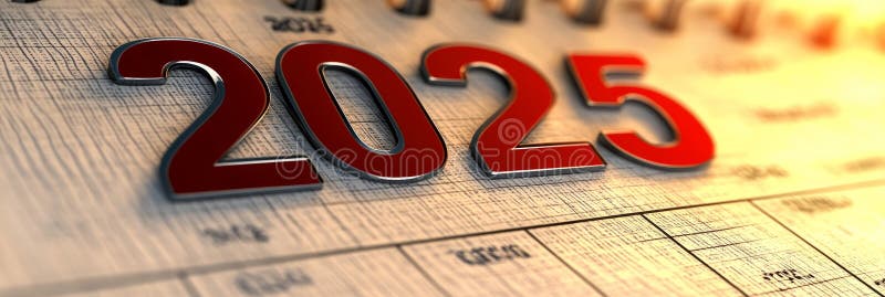 Close-up of Red Metal Numbers 2025 on a Gridded Background, Symbolizing ...