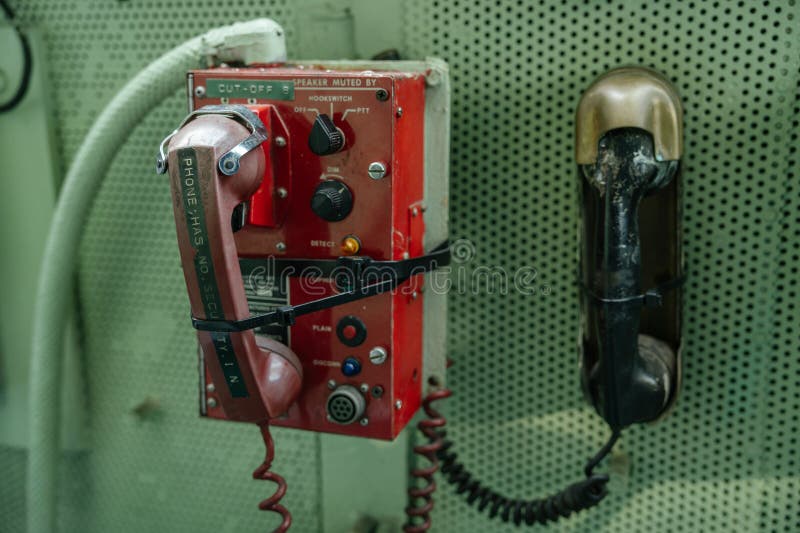 Close-Up of Red Military Shipboard Communication Phone Editorial ...