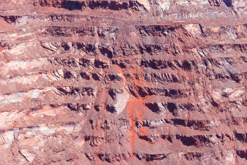 Close-up of Red Mining Levels at Iron Ore Quarry. Open-cast Mine, Open ...