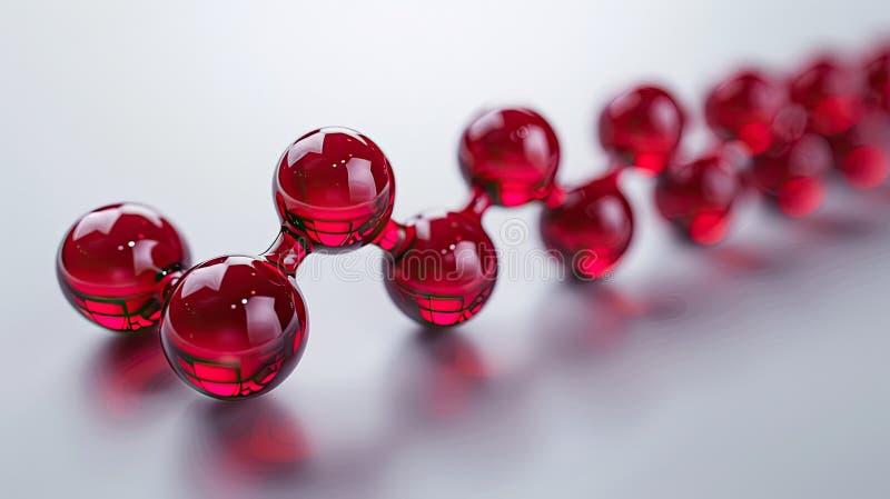 Close-up of Red Molecular Structure Model, Showcasing Connected Atoms ...