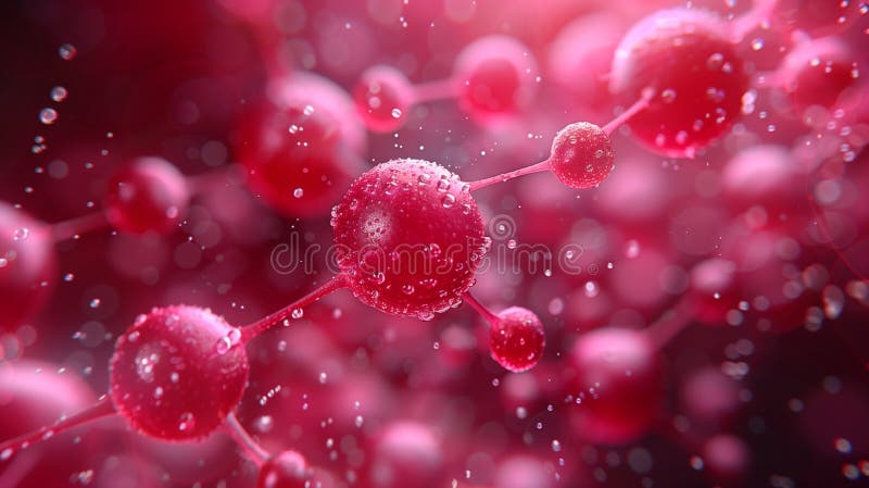 Close-Up of a Red Molecule on a Pink Background Stock Illustration ...