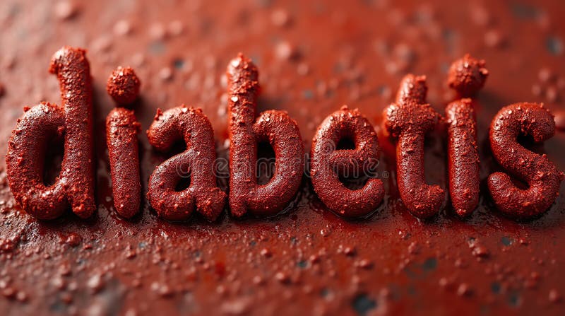 Close-up of Red Mud Textured Diabetes Text Sculpture Stock Illustration ...