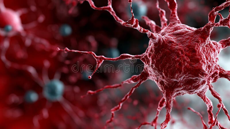 A Close Up of a Red Neuron in a Cell Stock Photo - Image of salt, food ...