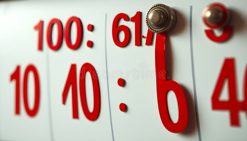Close-Up of Red Numbers on a Flip Scoreboard Design Stock Illustration ...