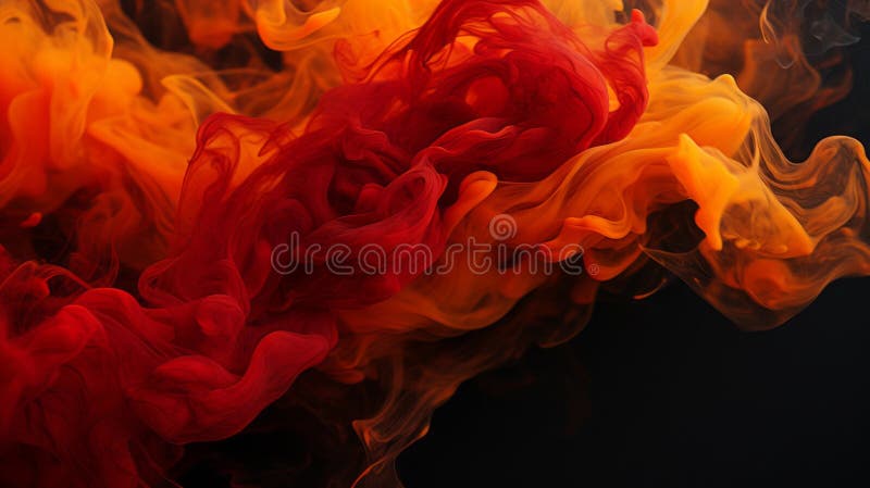 A Close Up of Red and Orange Smoke on a Black Background Stock ...