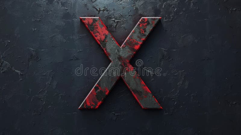 A Close-up of a Red Painted Letter X on a Black Background, Perfect for ...