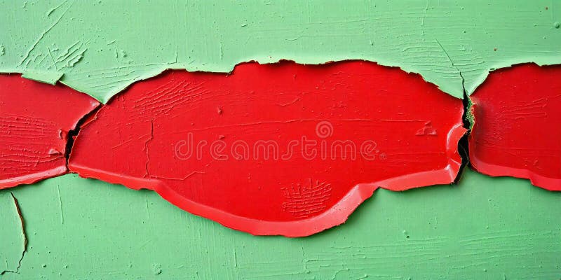 A Close-up of a Red Painted Wall Peeling Off and Cracking To Reveal a ...