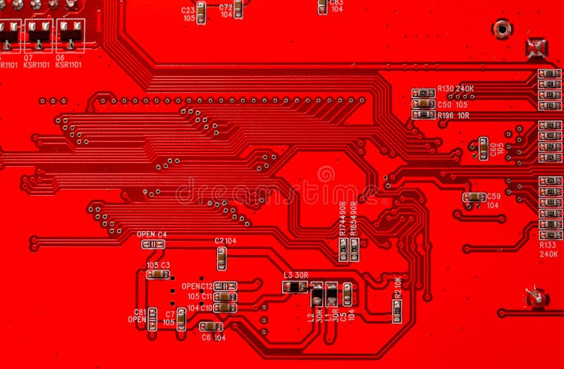 Close up of red PCB stock photo. Image of board, circuit - 126978166
