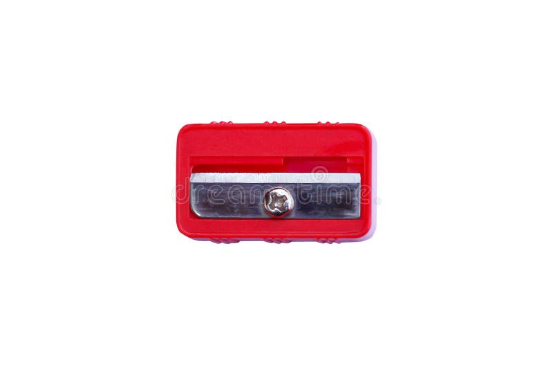 Red Pencil Sharpener Rectangle Shape Isolated on White Background with ...