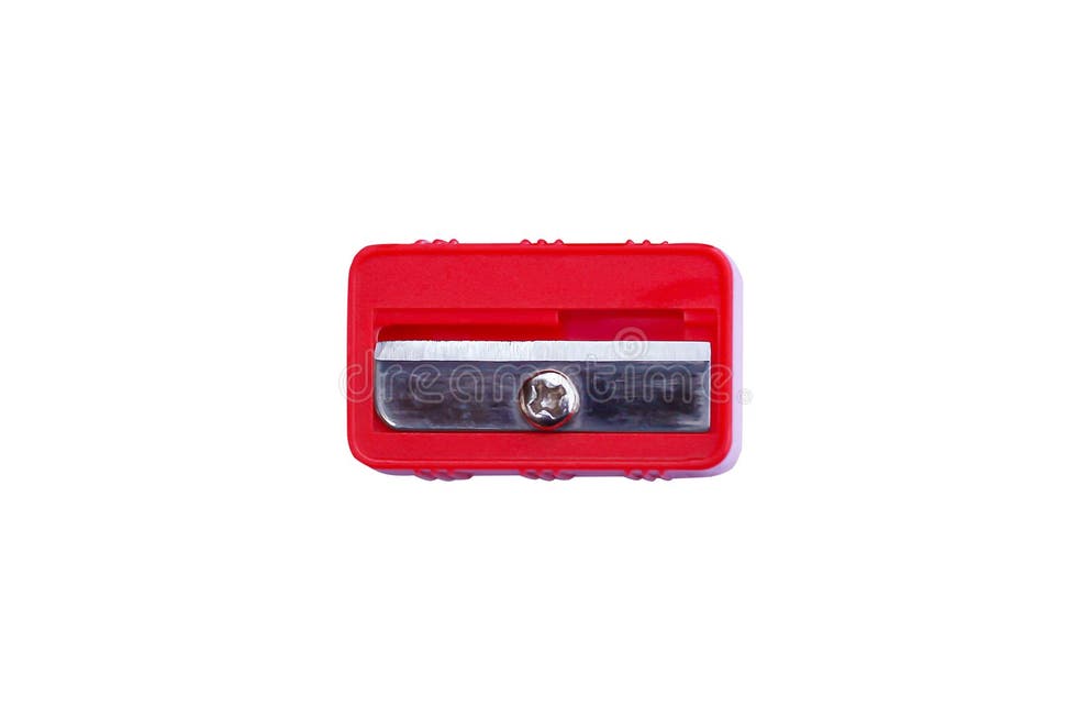 Red Pencil Sharpener Rectangle Shape Isolated on White Background with ...