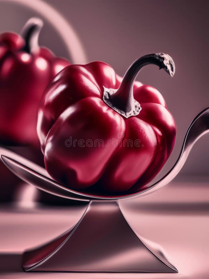 A Close Up of a Red Pepper Sitting on Top of Something, AI Stock Photo ...