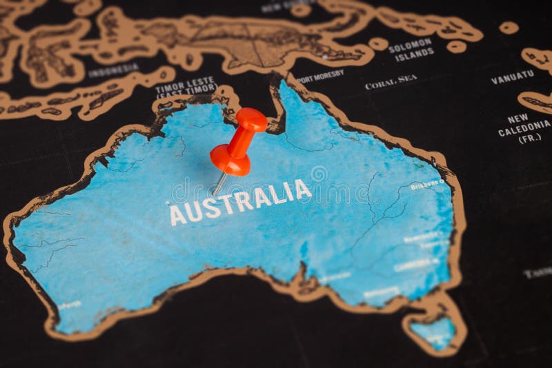 Location Australia. Red Pin on the Map. Close-up Map of Australia Stock ...