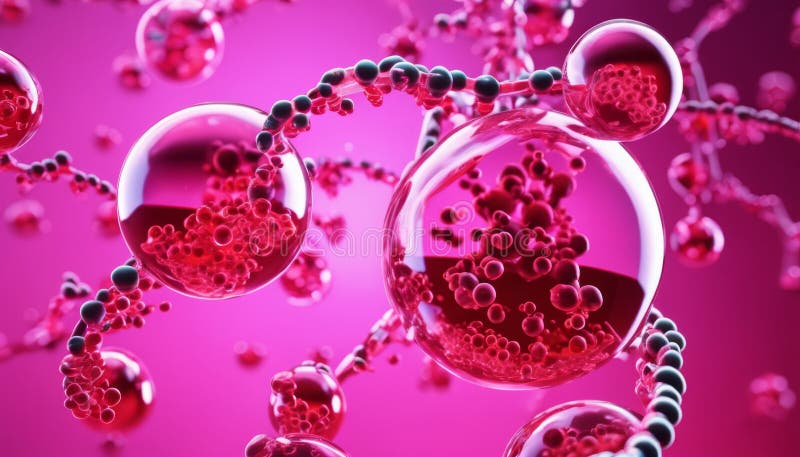 A Close Up of a Red and Pink Cell Structure Stock Illustration ...