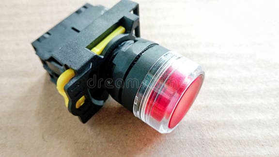 Close-up of a Red Push Button. a Switch is Used To Connect or ...
