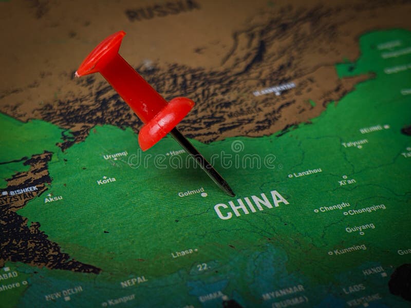 Close Up Red Push Pin Pointing CHINA Word Stock Photo - Image of ...
