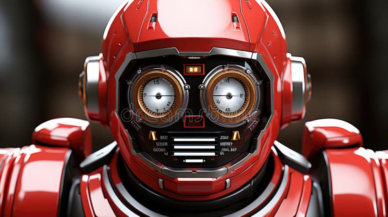 A Close Up of a Red Robot with a Clock on it S Face. Generative AI ...