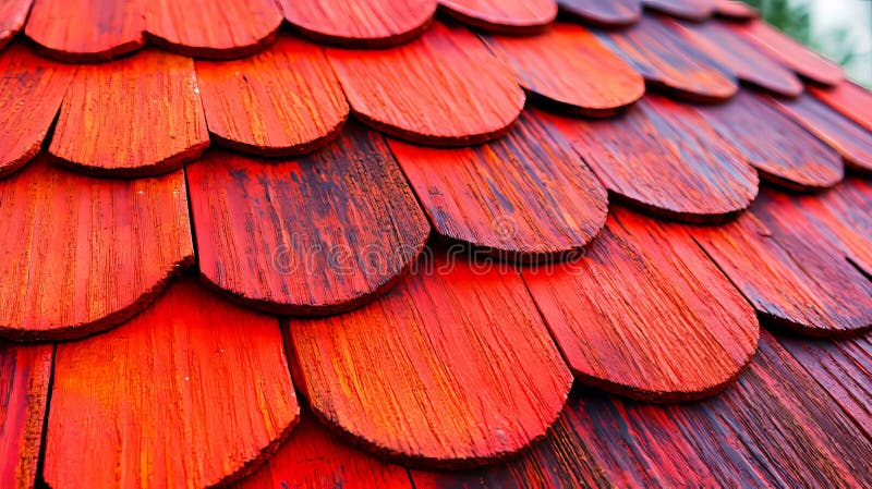 A Close Up of a Red Roof with Red Shingles Stock Image - Image of ...