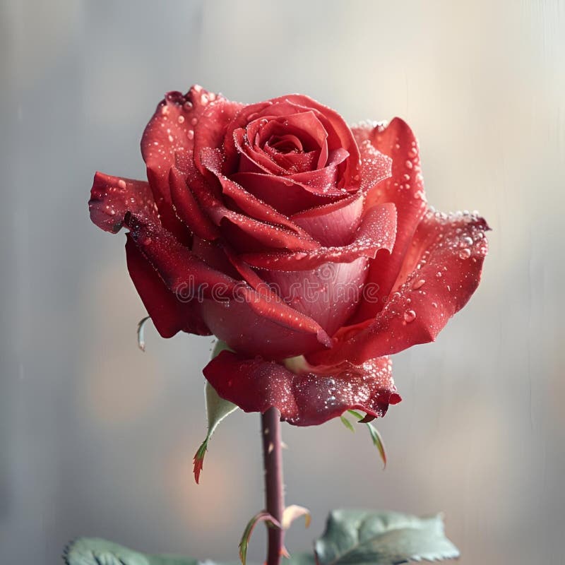 Close-up of a Red Rose with Dew Drops Stock Photo - Image of fragrance ...