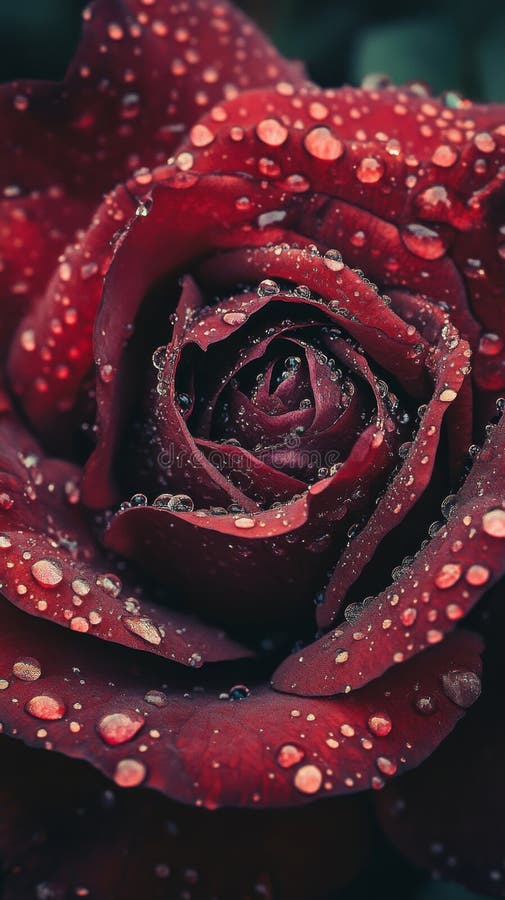 Close-up of a Red Rose with Water Droplets Stock Photo - Image of ...
