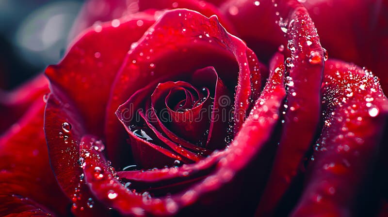 A Close Up of a Red Rose with Water Droplets on it Stock Image - Image ...