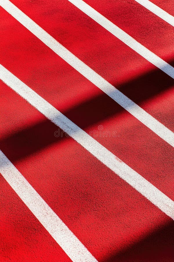 Close-up of a Red Running Track with Sharp White Lane Markings Stock ...