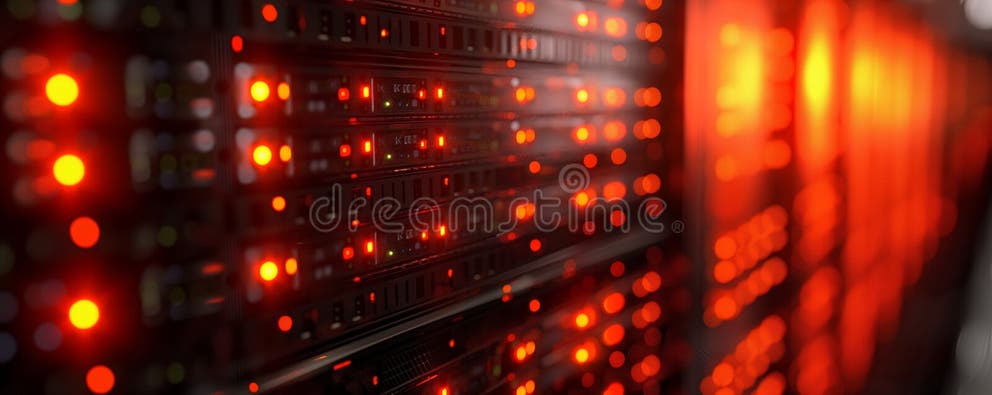 Close-up of Red Server Room Lights Stock Photo - Image of business ...