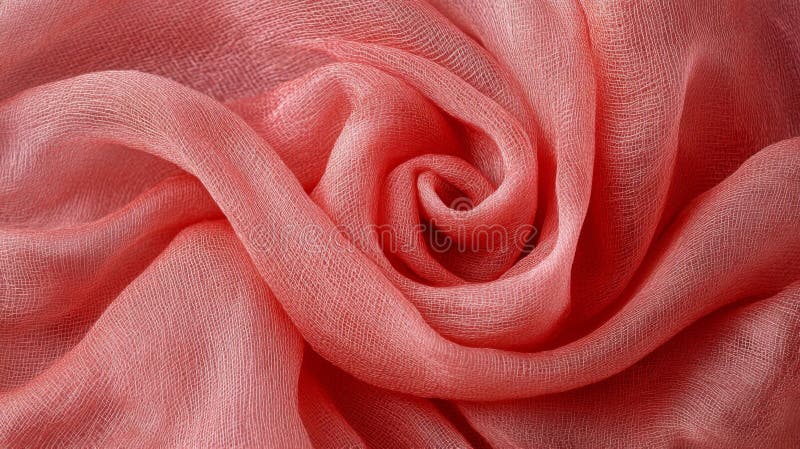 Close-up of a Red Sheer Fabric with a Swirling Pattern Stock ...