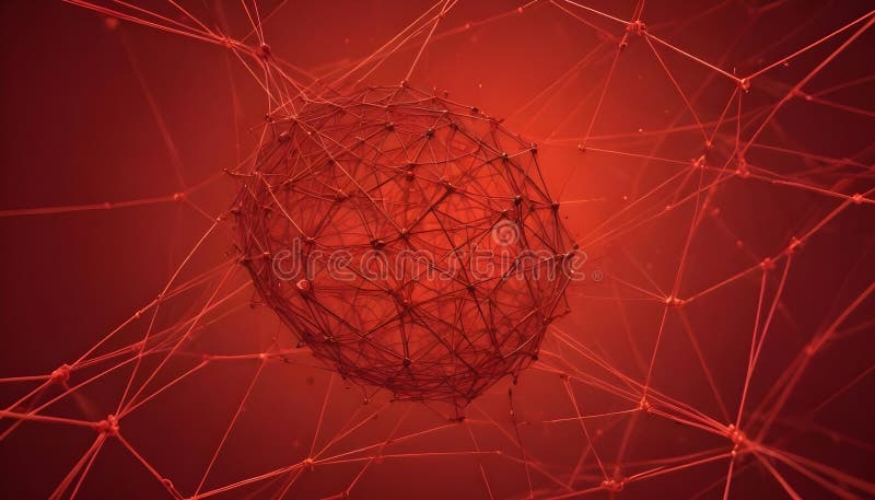 A Close-up of a Red Sphere Surrounded by a Network of Interconnected ...