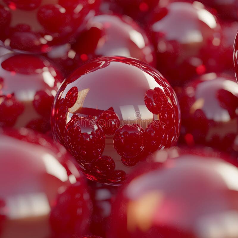 A Close-up of Red Spheres in a Fluid Environment that Resembles Cells ...