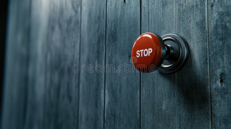 Close-up of a Red Stop Button Prominently Displaying STOP, Situated on ...