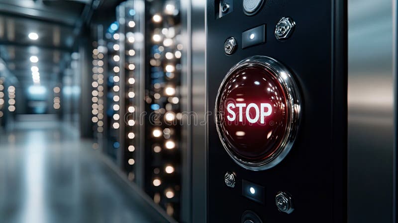 Close-up of a Red Stop Button Prominently Displaying STOP, Situated on ...