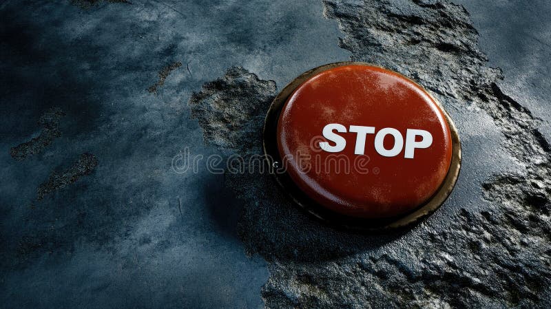 Close-up of a Red Stop Button Prominently Displaying STOP, Situated on ...