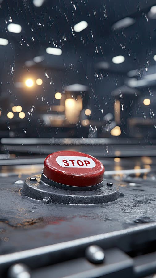 Close-up of a Red Stop Button Prominently Displaying STOP, Situated on ...