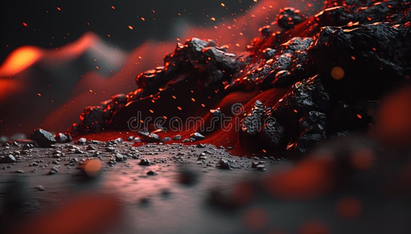 A Close Up of a Red Substance on a Black Surface. Generative Ai Stock ...