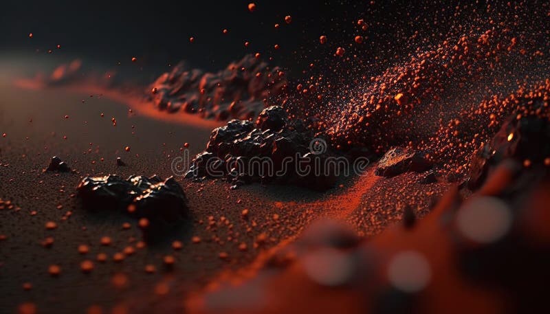 A Close Up of a Red Substance on a Black Surface. Stock Illustration ...