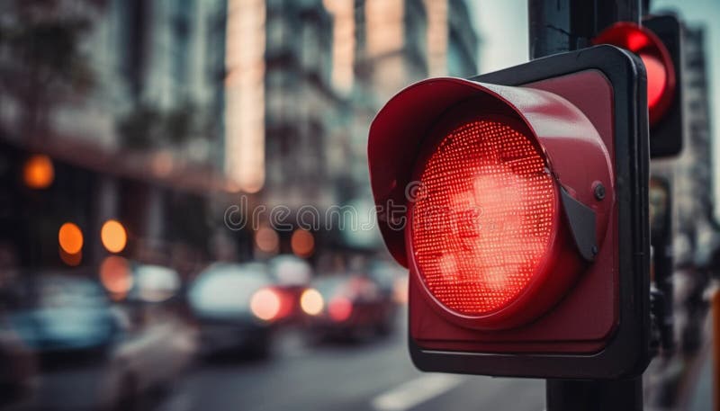 Close Up of Red Traffic Light. Stock Illustration - Illustration of ...