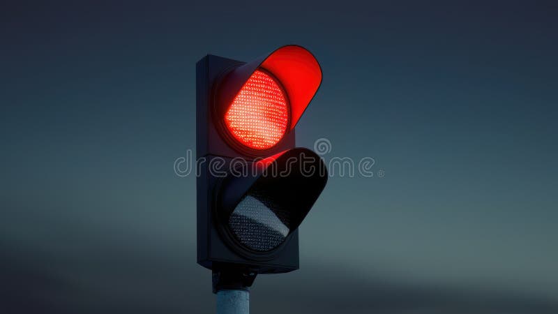 Close-up of Red Traffic Light at Intersection. Stock Illustration ...