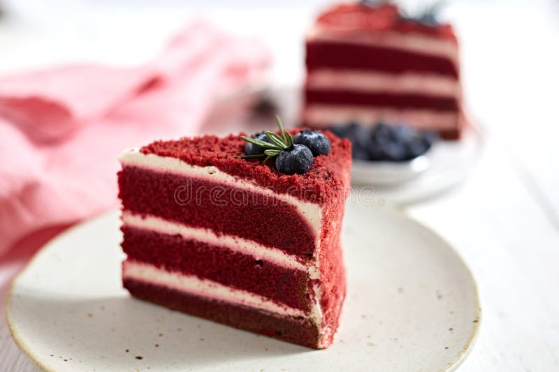 Close Up Red Velvet Cake with Whipped Cream Stock Image - Image of food ...