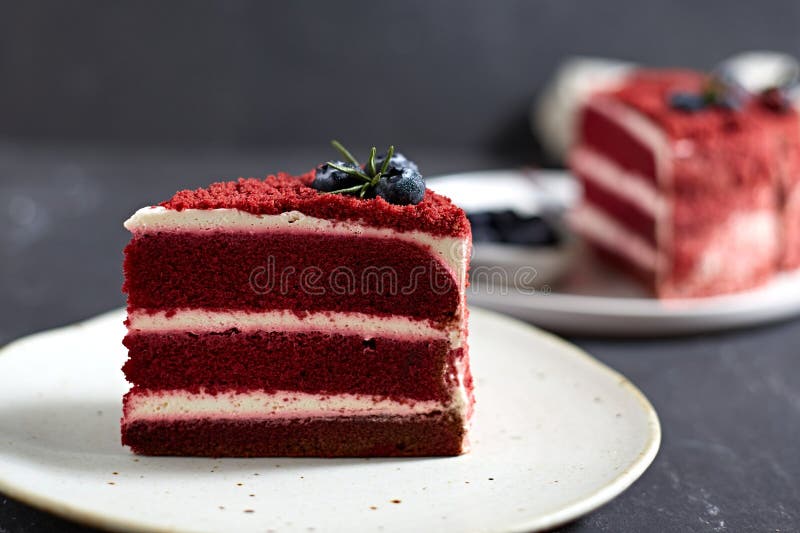 Close Up Red Velvet Cake with Whipped Cream Stock Photo - Image of cake ...
