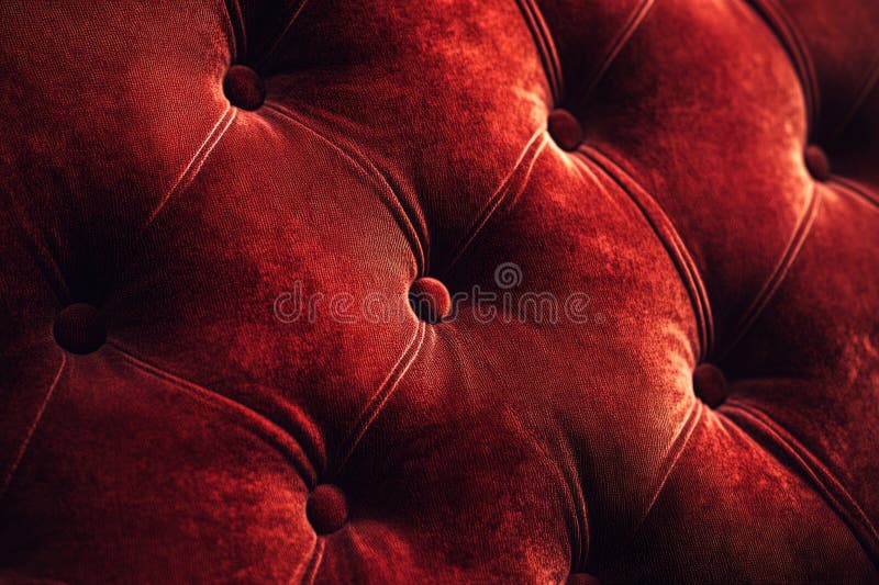 Close-up of Red Velvet Upholstery Creating Luxurious Tufted Pattern ...