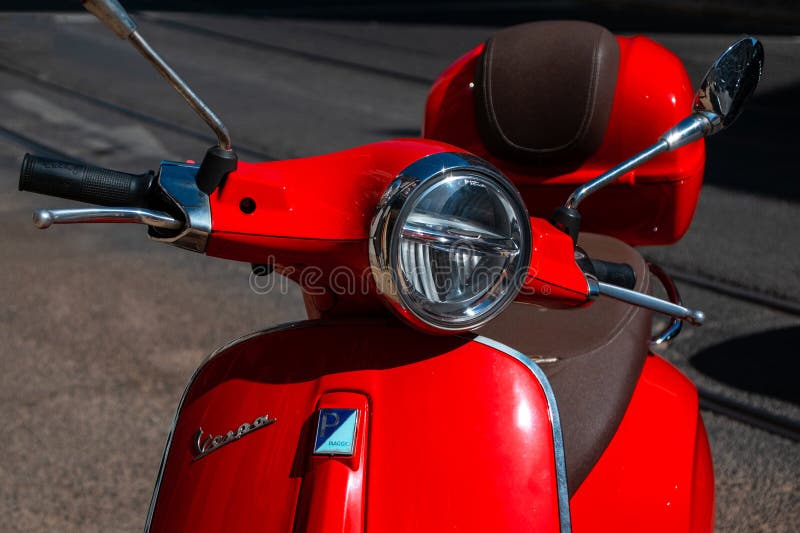 Close-up of a Red Vespa Scooter Editorial Stock Image - Image of ...