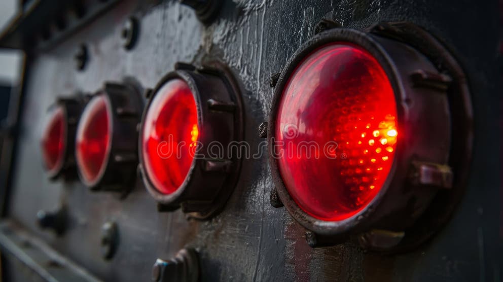 Close-up of Red Warning Lights on a Control Panel Stock Illustration ...
