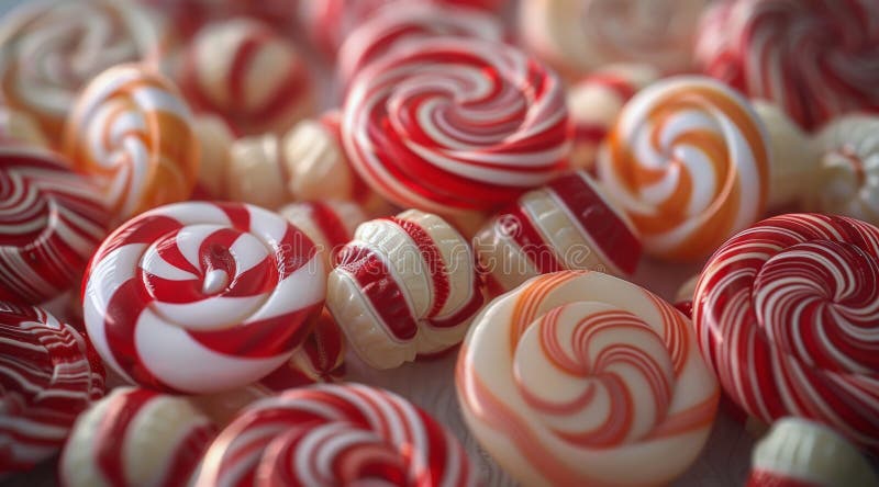 Close Up of Red and White Peppermint Candies Stock Image - Image of ...
