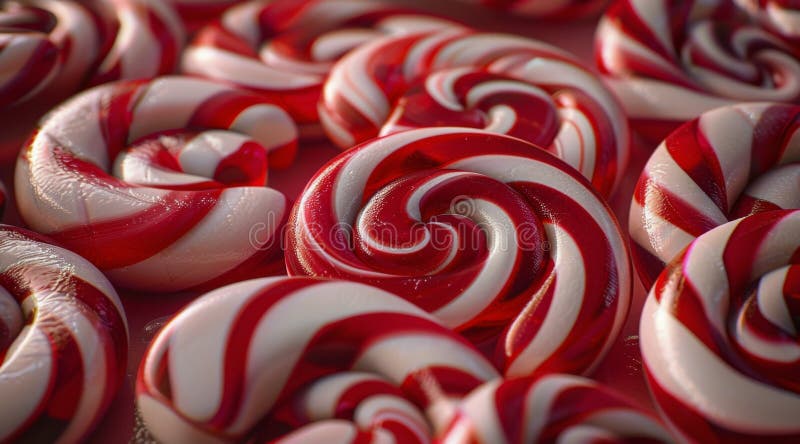 Close Up of Red and White Peppermint Candies Stock Photo - Image of ...