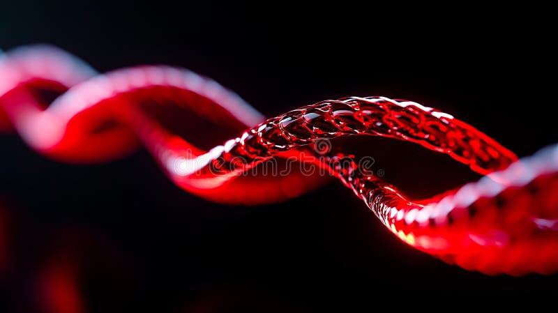 A Close Up of a Red and White Rope on a Black Background Stock Photo ...