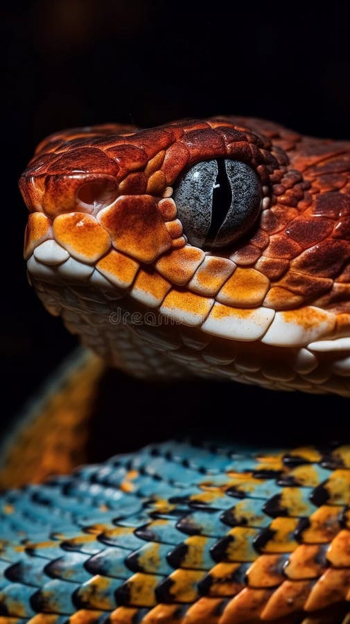 A Close Up of a Red and White Snake with Its Eyes Open. Stock Photo ...