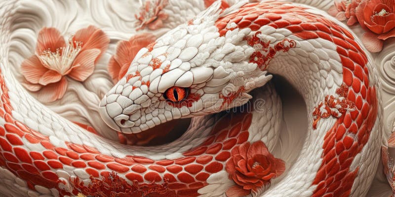 Close-up of Red and White Snake Stock Photo - Image of snakehead ...